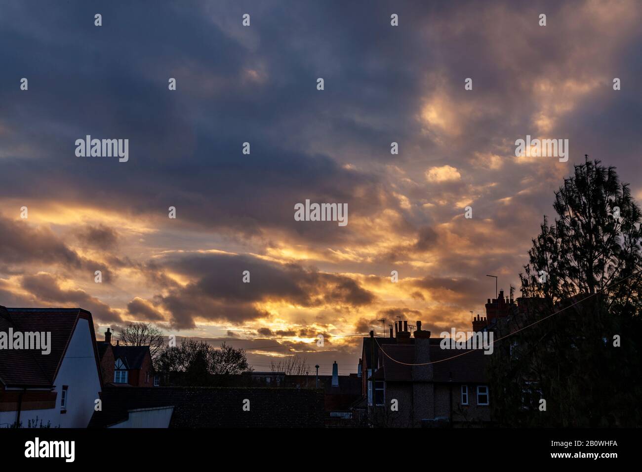 Northampton, UK. 21st Feb, 2010. UK Weather, The waning sun lighting up ...