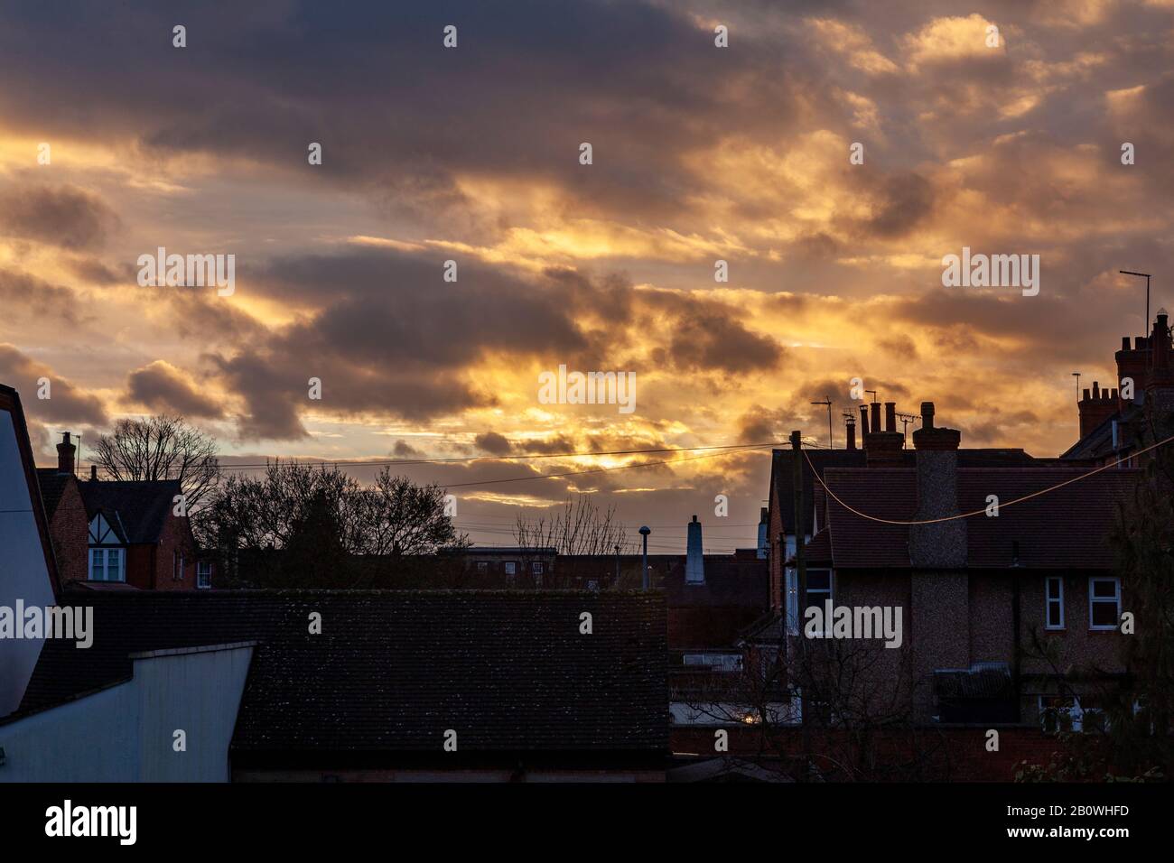 Northampton, UK. 21st Feb, 2010. UK Weather, The waning sun lighting up ...