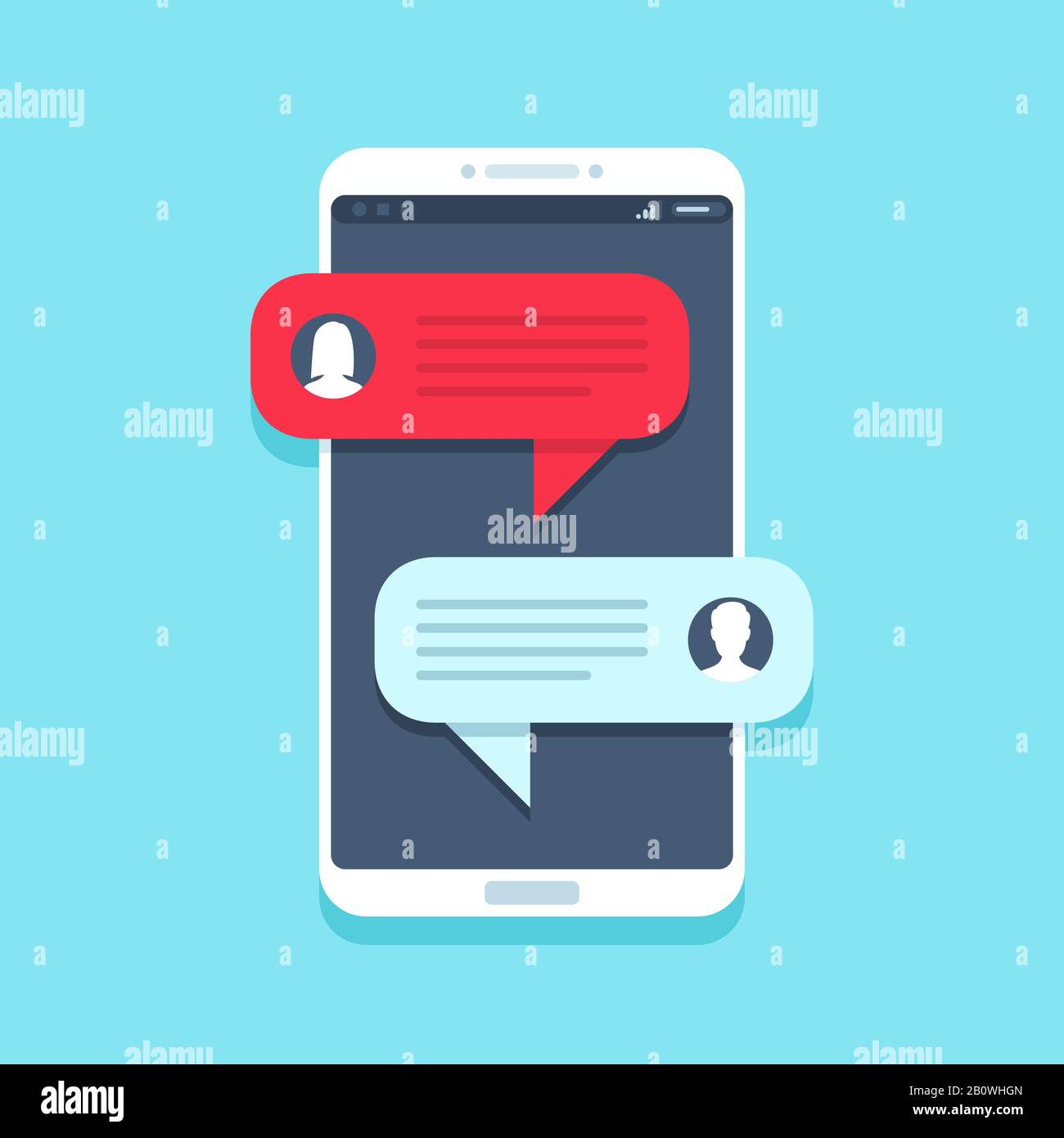 Chat message on smartphone. Mobile phone chatting, people texting ...