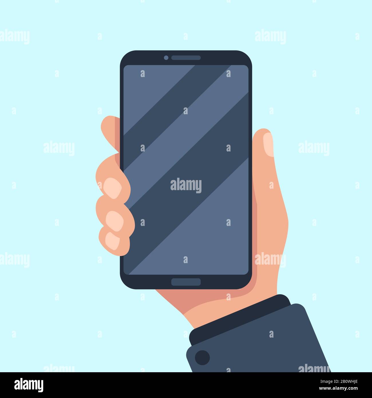 Smartphone in hand. Mobile phone holding in businessman hands. Smart ...