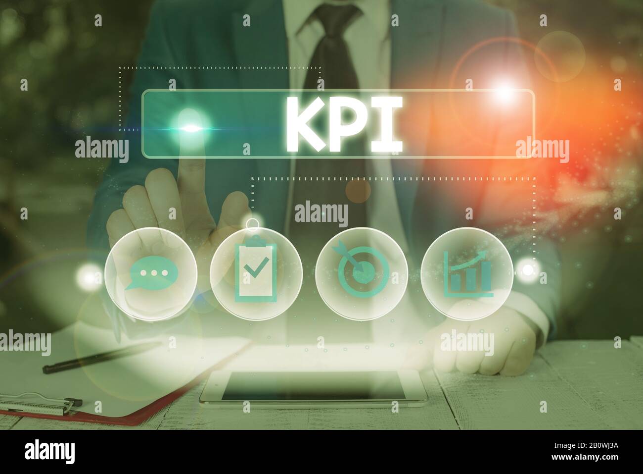 Writing note showing Kpi. Business concept for Evaluate the success of ...