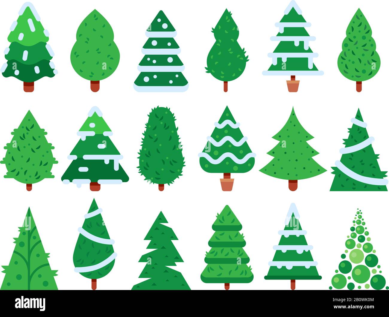 Green christmas tree. Simple Xmas trees shape, nature fir isolated ...
