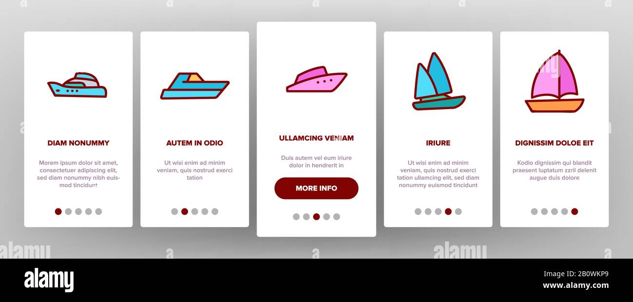 Yacht Marine Transport Onboarding Icons Set Vector Stock Vector Image ...