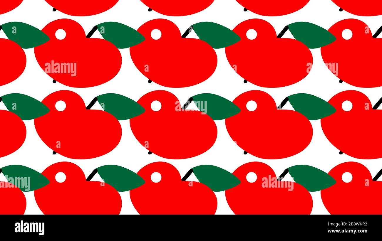 red Apple seamless pattern. Cut part. Vector illustration on white ...