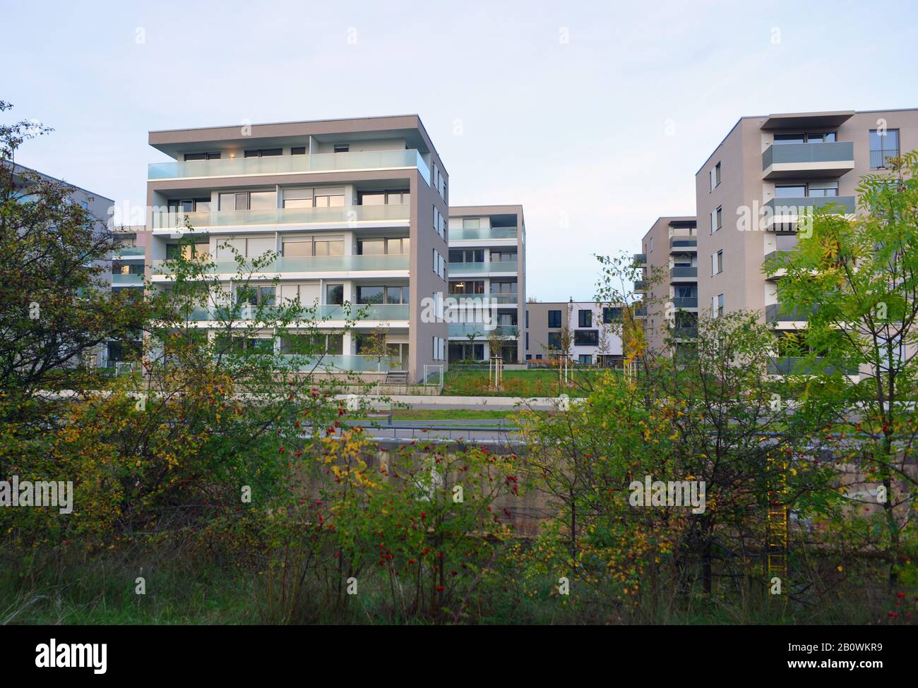 Landscape in autumn with new build family estates in Germany Stock ...