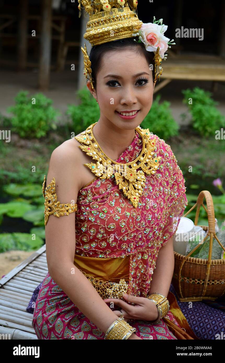 Traditional water theater dancer, Ayutthaya, Thailand, Southeast Asia ...