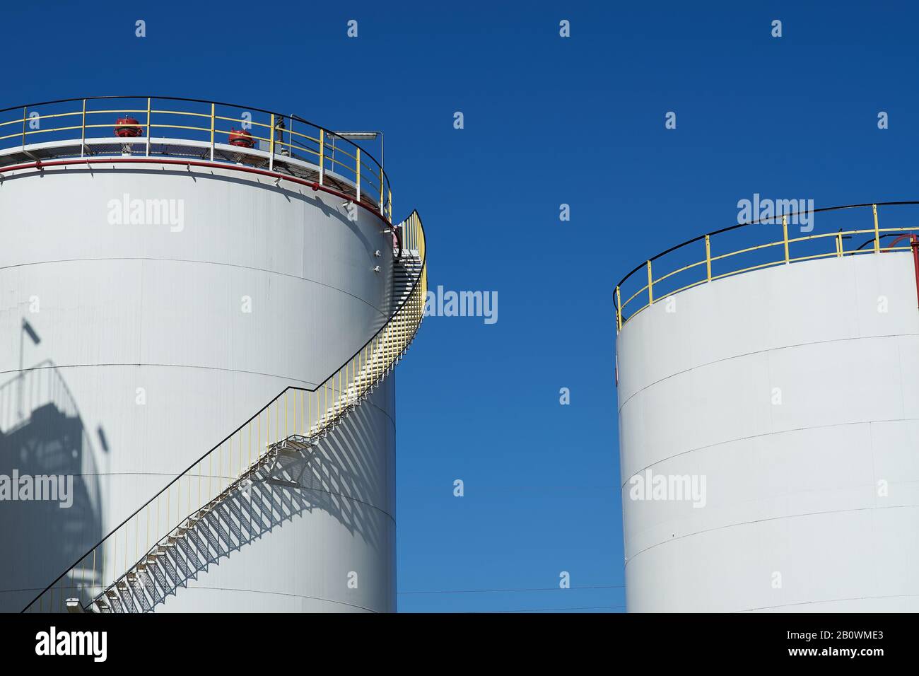 White fuel storage tanks Stock Photo - Alamy