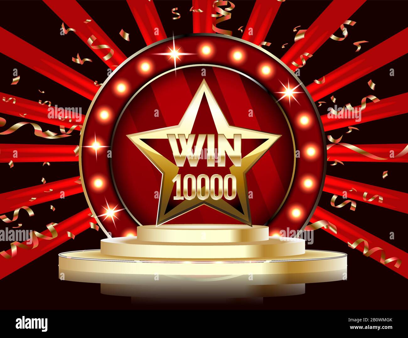 Big Win Retro Shining Star Banner with Laurel Wreath. Game Design. Sale ...
