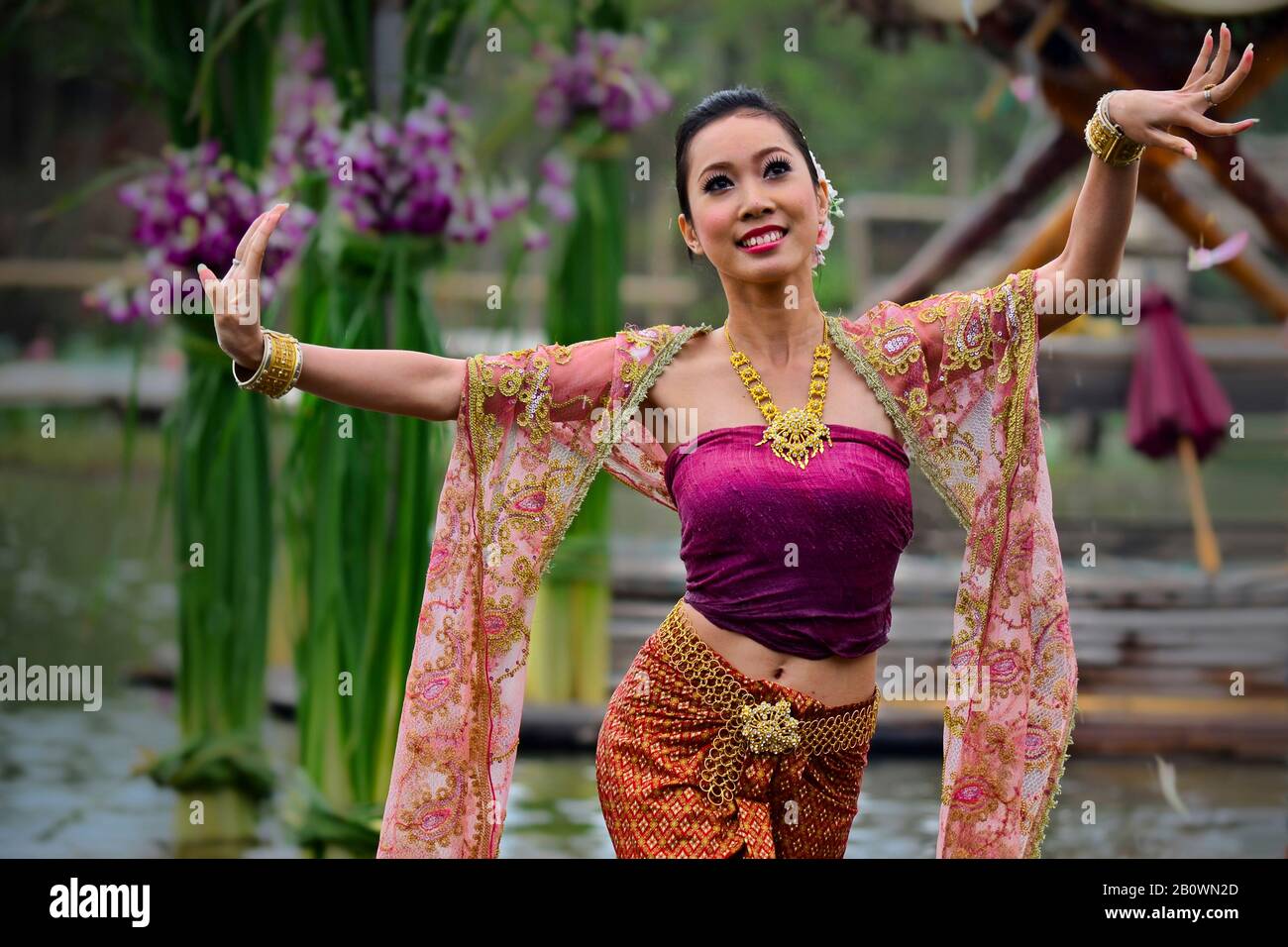 Traditional water theater dancer, Ayutthaya, Thailand, Southeast Asia ...