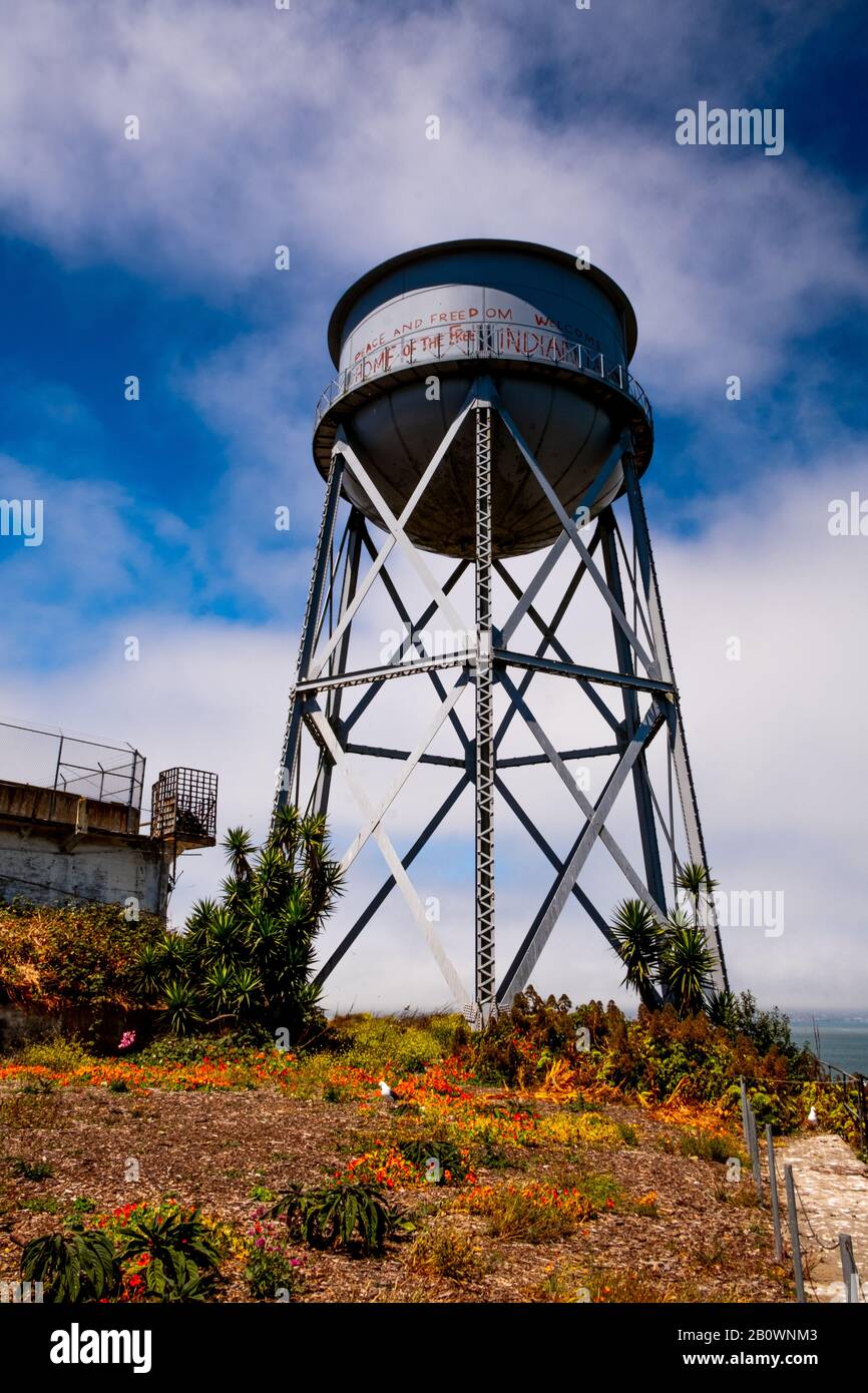 view of the alcatraz water tank Stock Photo - Alamy