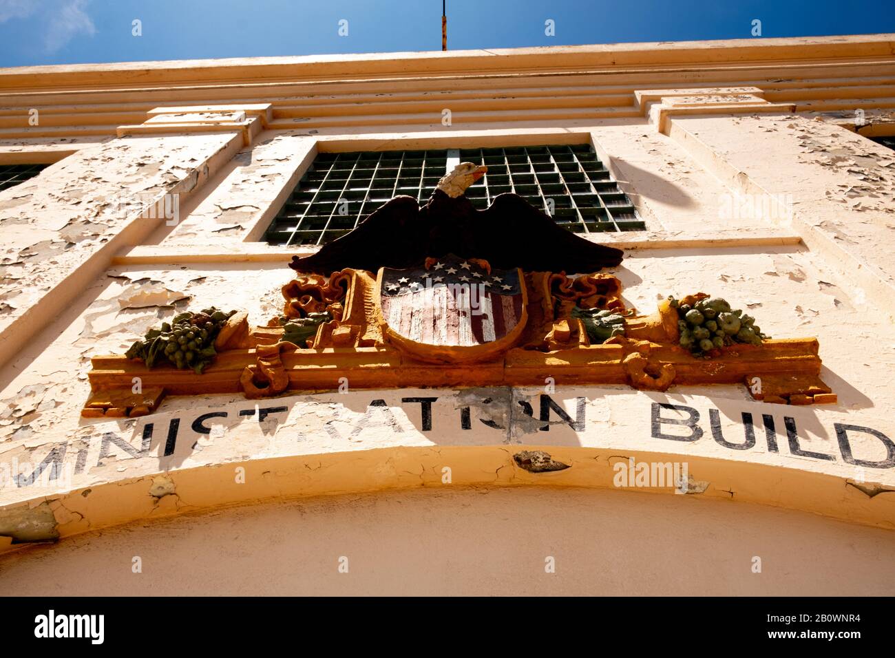 view of the alcatraz shield over the main door Stock Photo - Alamy