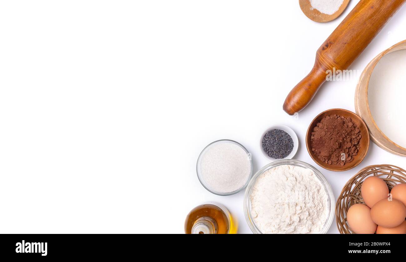 Baking background On the white table. With copy space Stock Photo - Alamy