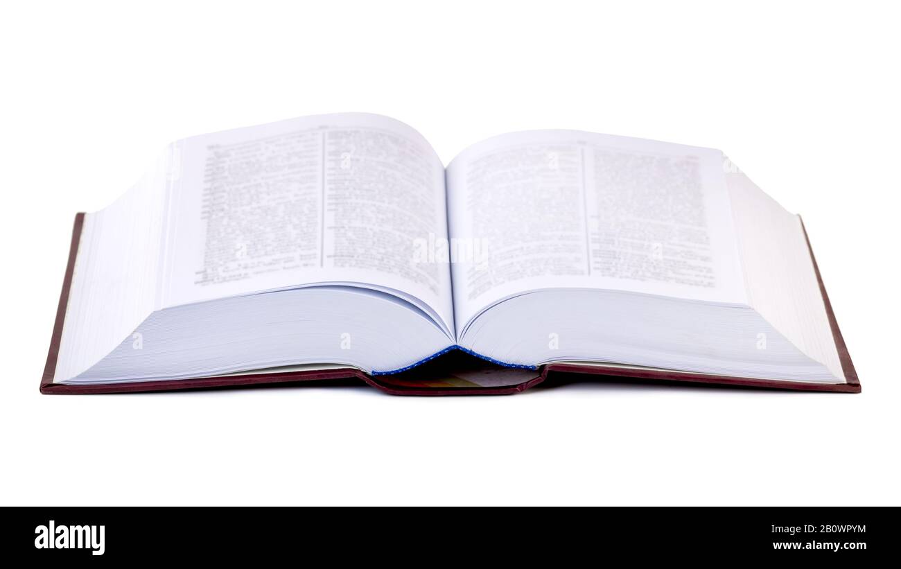 Opened thick book isolated on a white background Stock Photo - Alamy