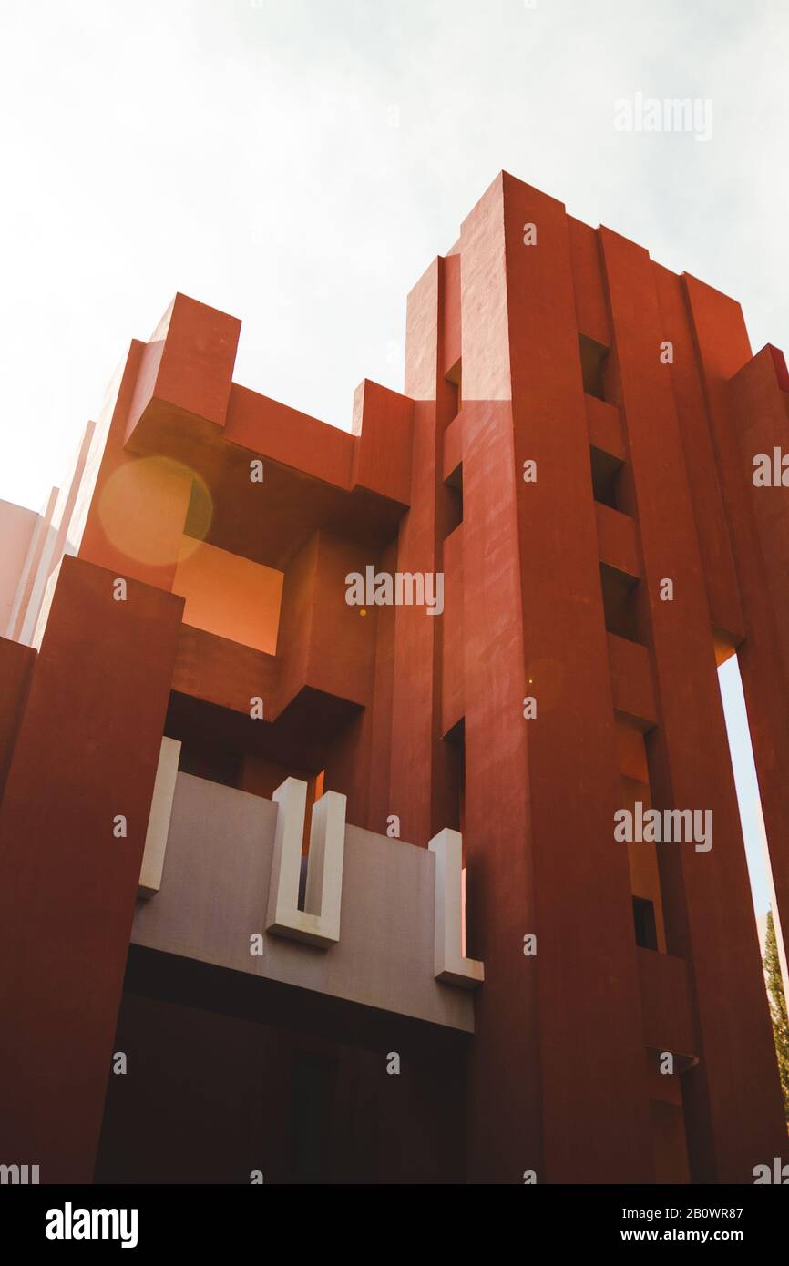 Pink house in Spain with a lot of colors Stock Photo - Alamy