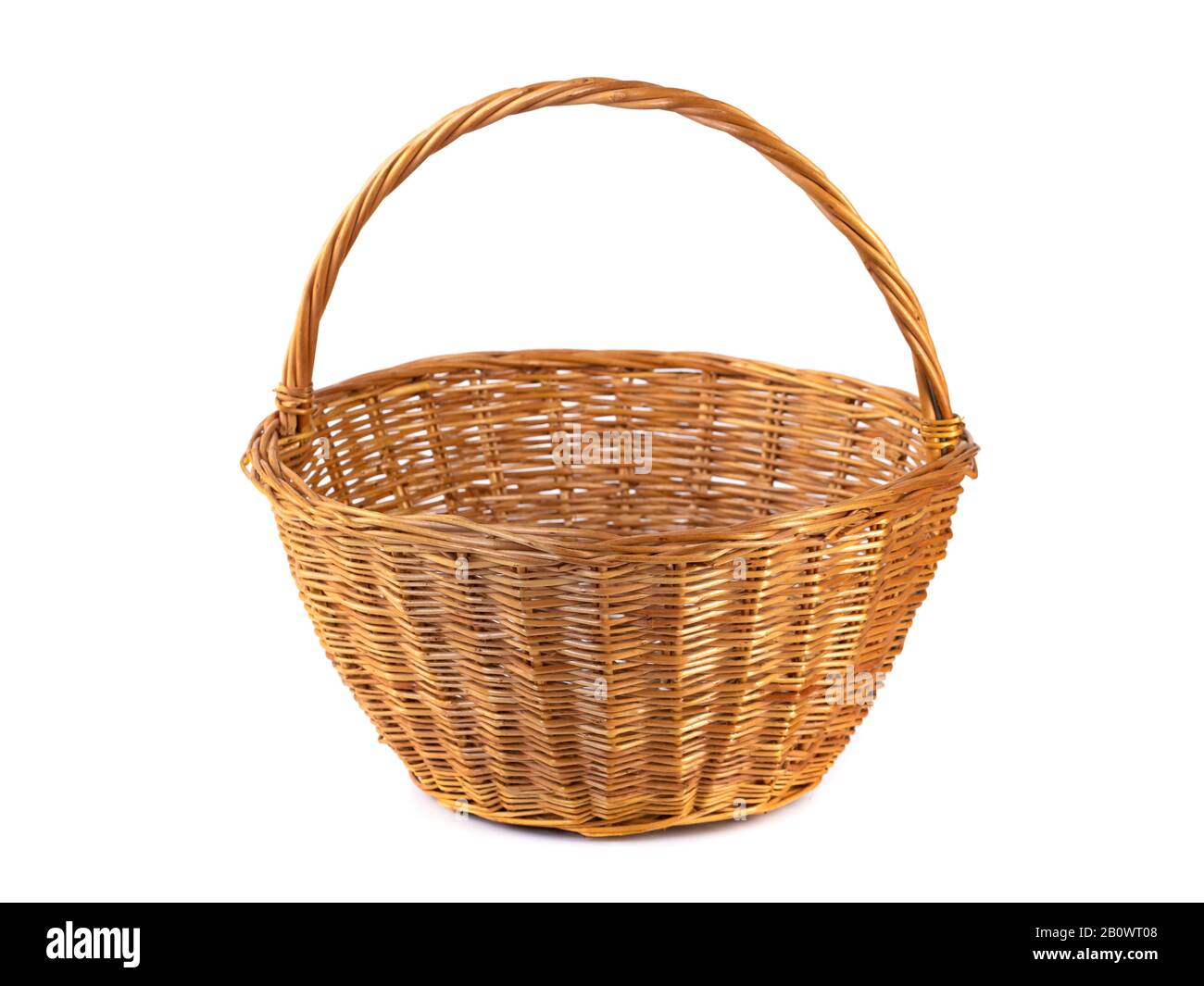 Empty wicker basket for fruits and vegetables, isolated on white Stock ...