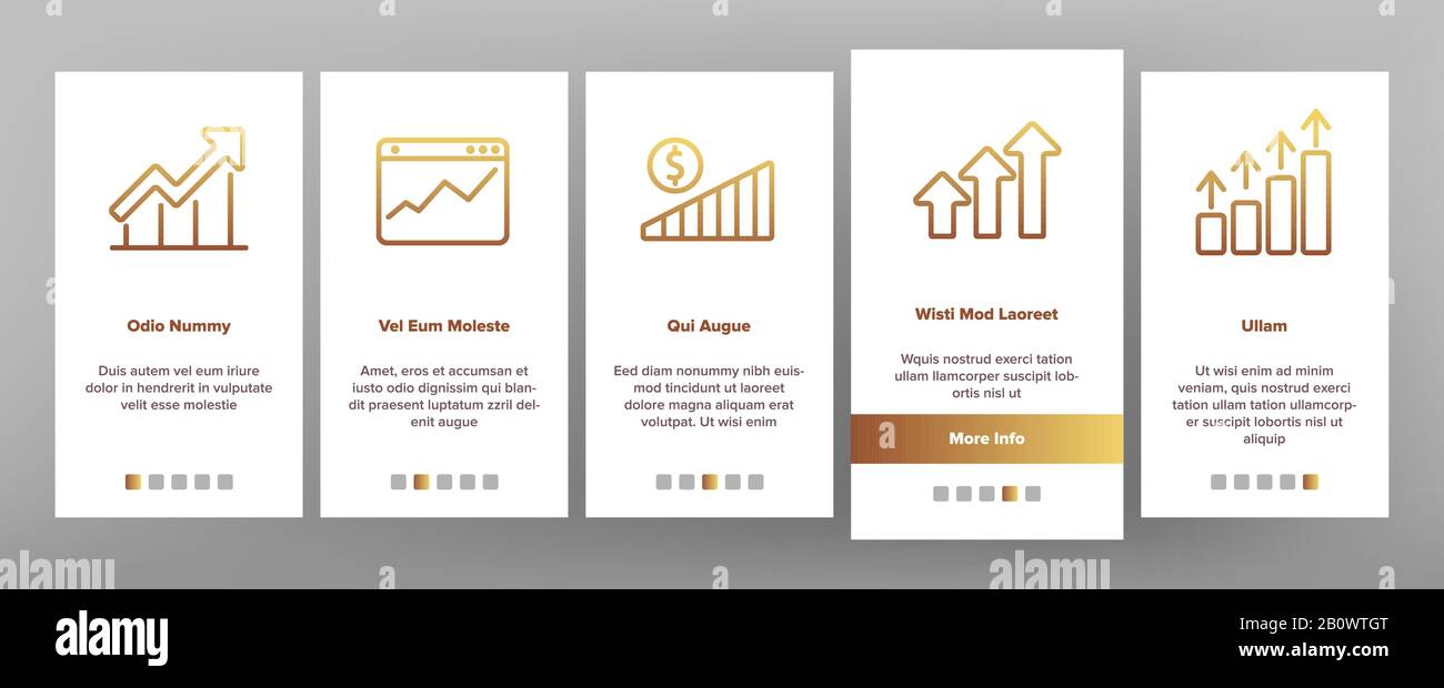 Progress Grow Graphs Onboarding Icons Set Vector Stock Vector Image ...