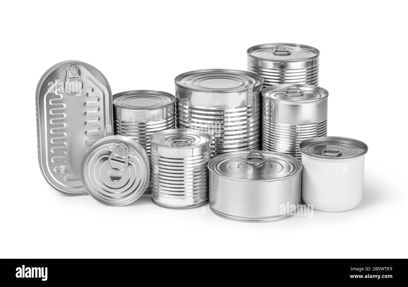 collection of cans isolated on a white background with clipping path ...