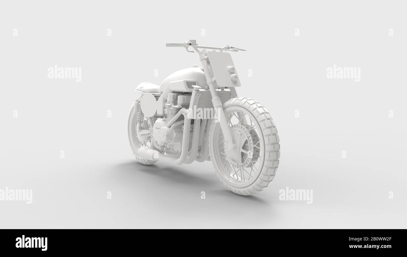 3D rendering of a computer generated model of a motorcycle isolated ...