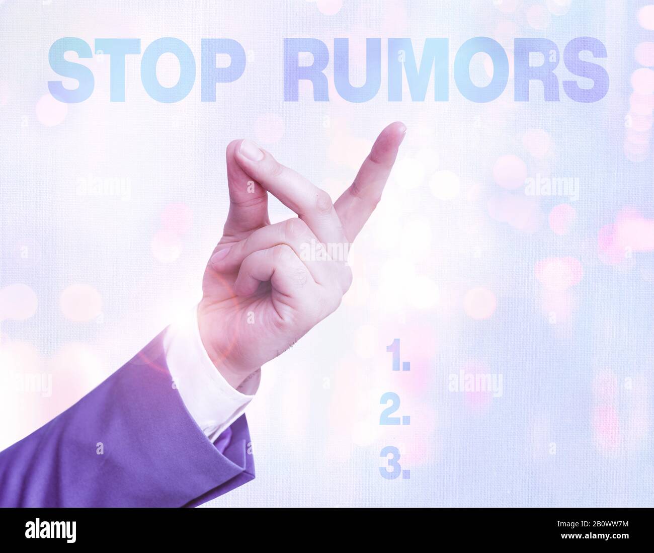 Writing note showing Stop Rumors. Business concept for put an end ...