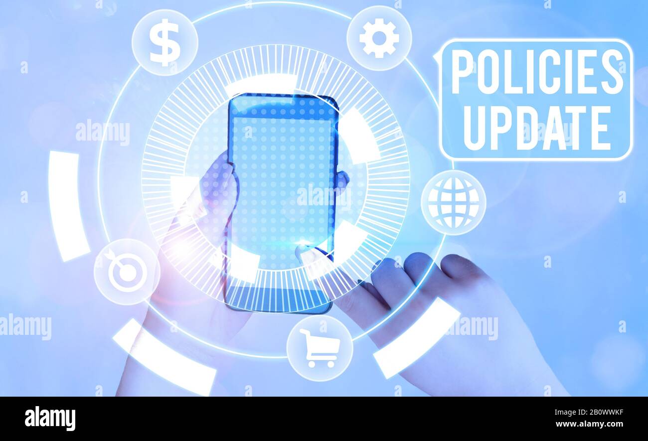 Text Sign Showing Policies Update Business Photo Text Act Of Adding