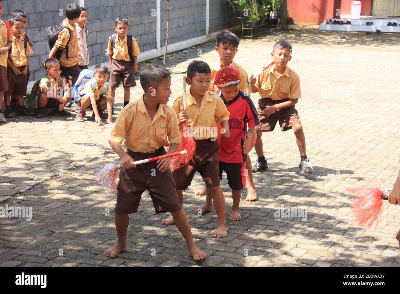 Kids doing "Kuda lumping" dance which traditional dance at Gemawang ...
