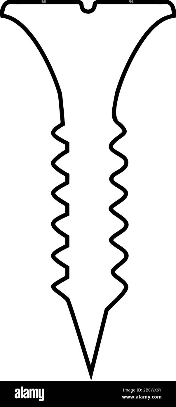 Self tapping screw short long icon outline black color vector ...