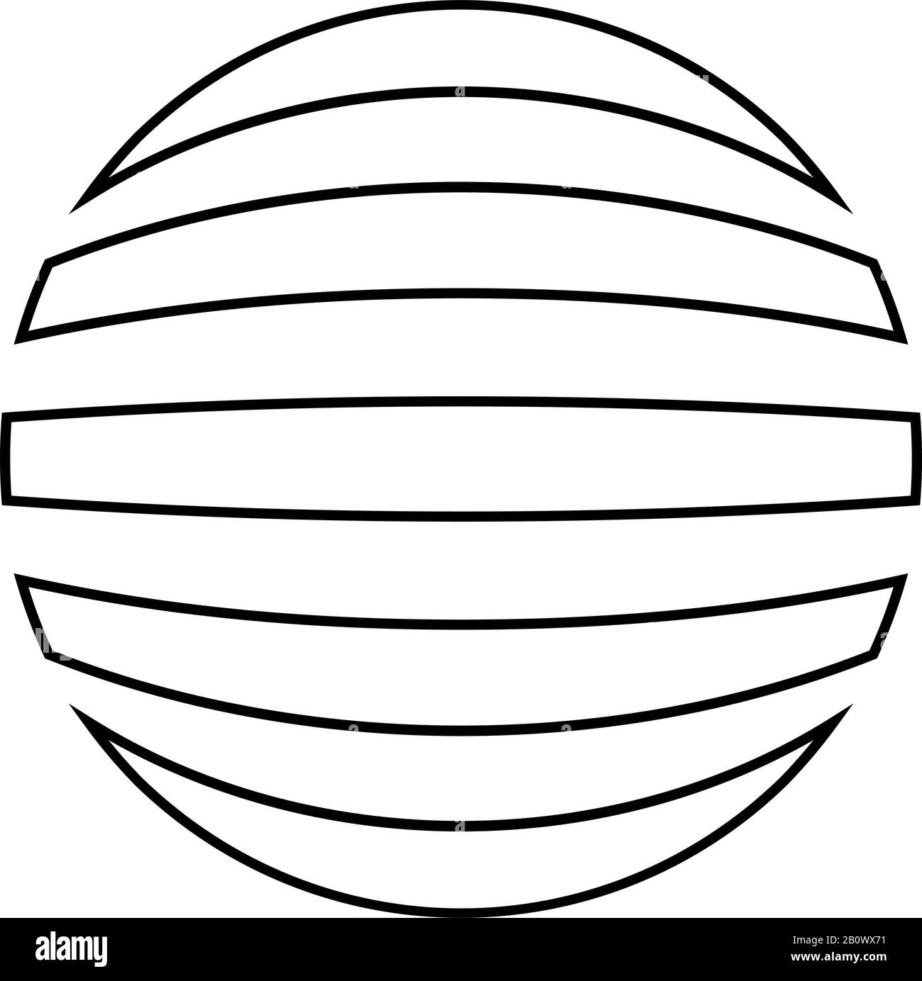 Striped sphere Concept globe Abstract ball icon outline black color ...