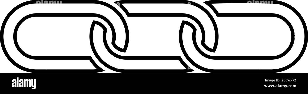 Chain links Interlock icon outline black color vector illustration flat ...