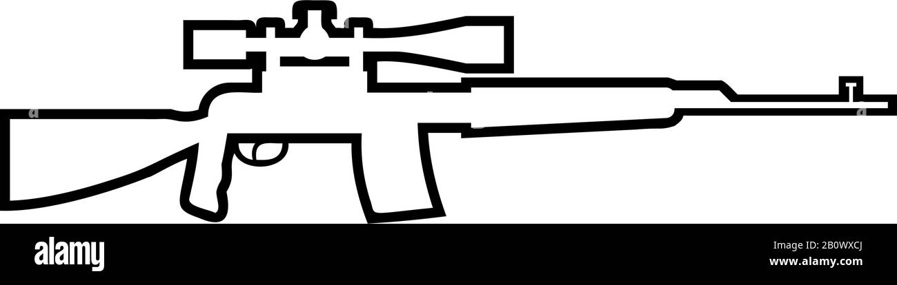 Sniper rifle icon outline black color vector illustration flat style ...