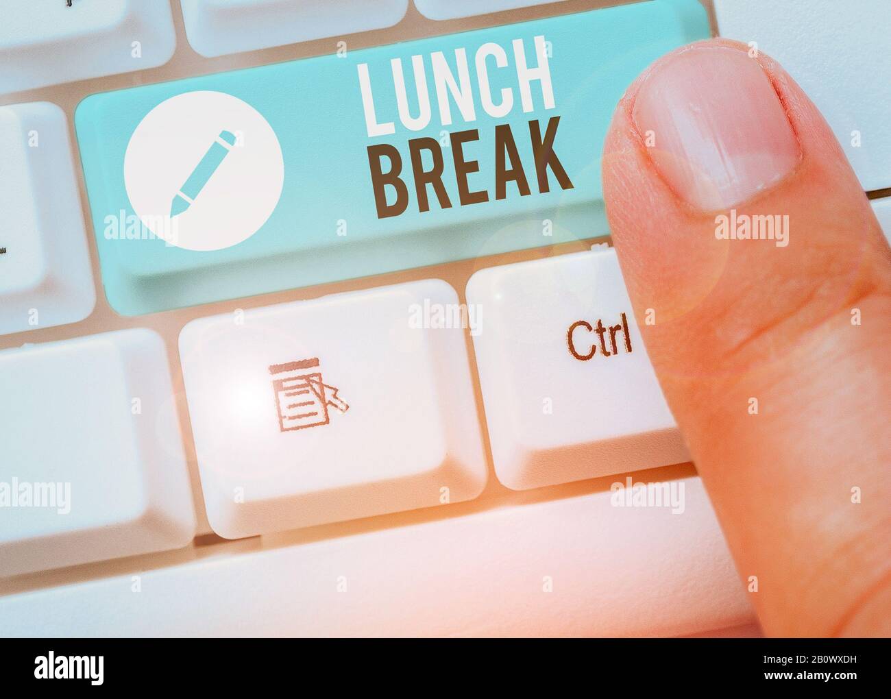Writing note showing Lunch Break. Business concept for time when a ...
