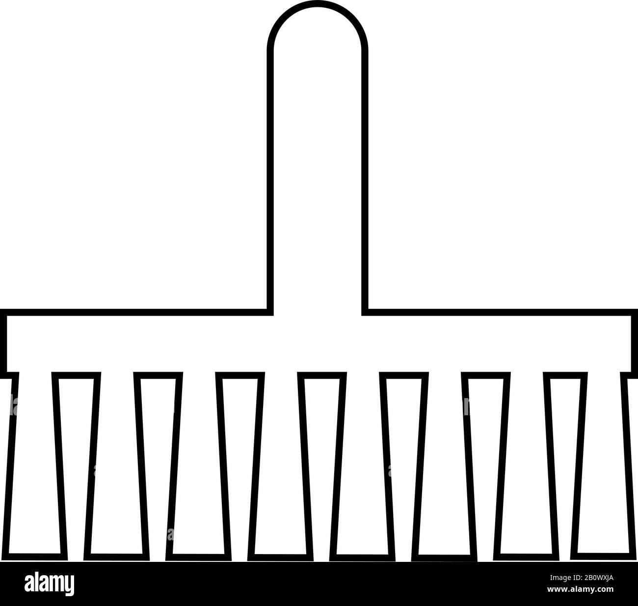 Broom Brush symbol icon outline black color vector illustration flat ...