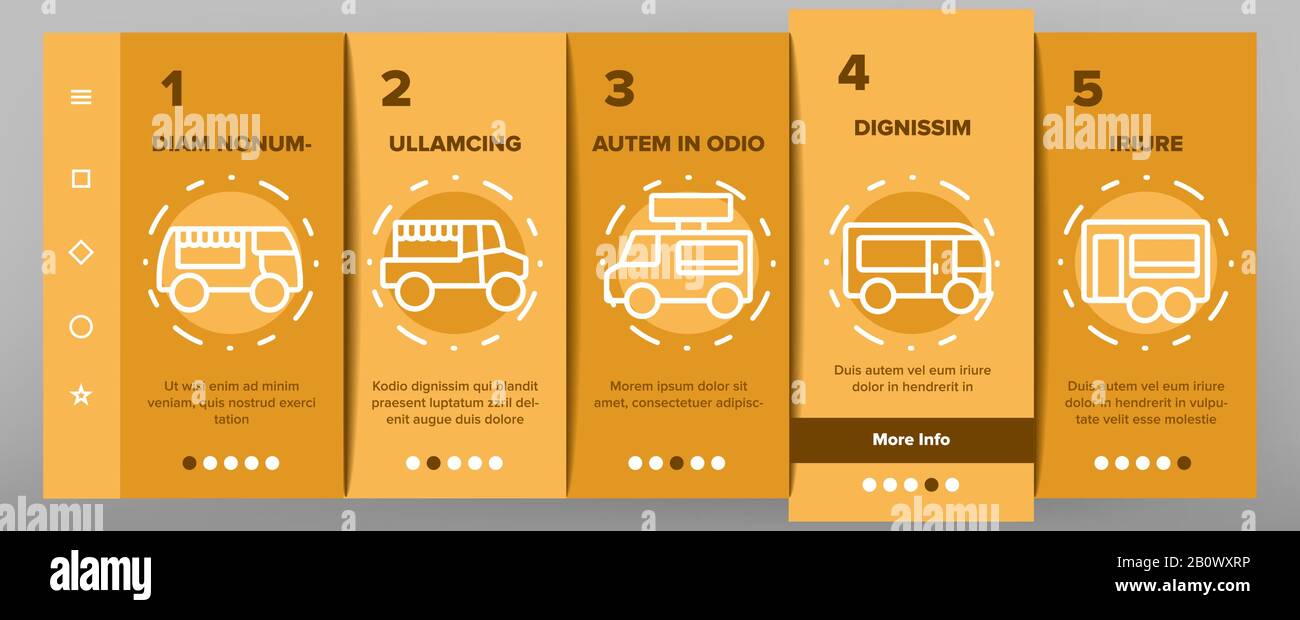 Food Truck Transport Onboarding Icons Set Vector Stock Vector Image ... Food Truck Transport Onboarding Icons Set Vector Stock Vector Image ...
