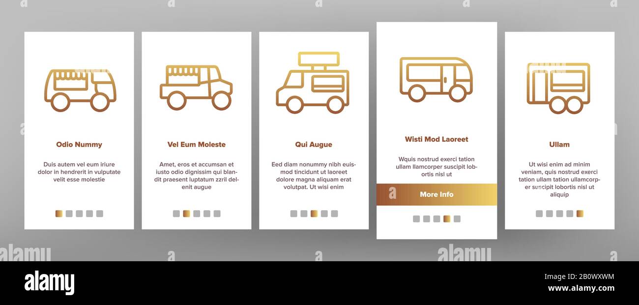 Food Truck Transport Onboarding Icons Set Vector Stock Vector Image ... Food Truck Transport Onboarding Icons Set Vector Stock Vector Image ...