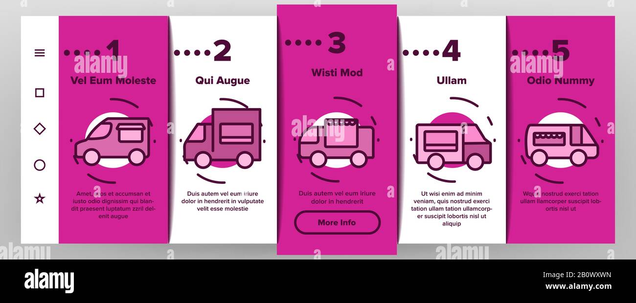 Food Truck Transport Onboarding Icons Set Vector Stock Vector Image ... Food Truck Transport Onboarding Icons Set Vector Stock Vector Image ...