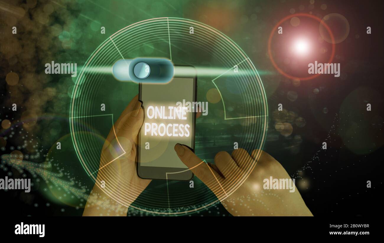 Writing note showing Online Process. Business concept for An automated ...