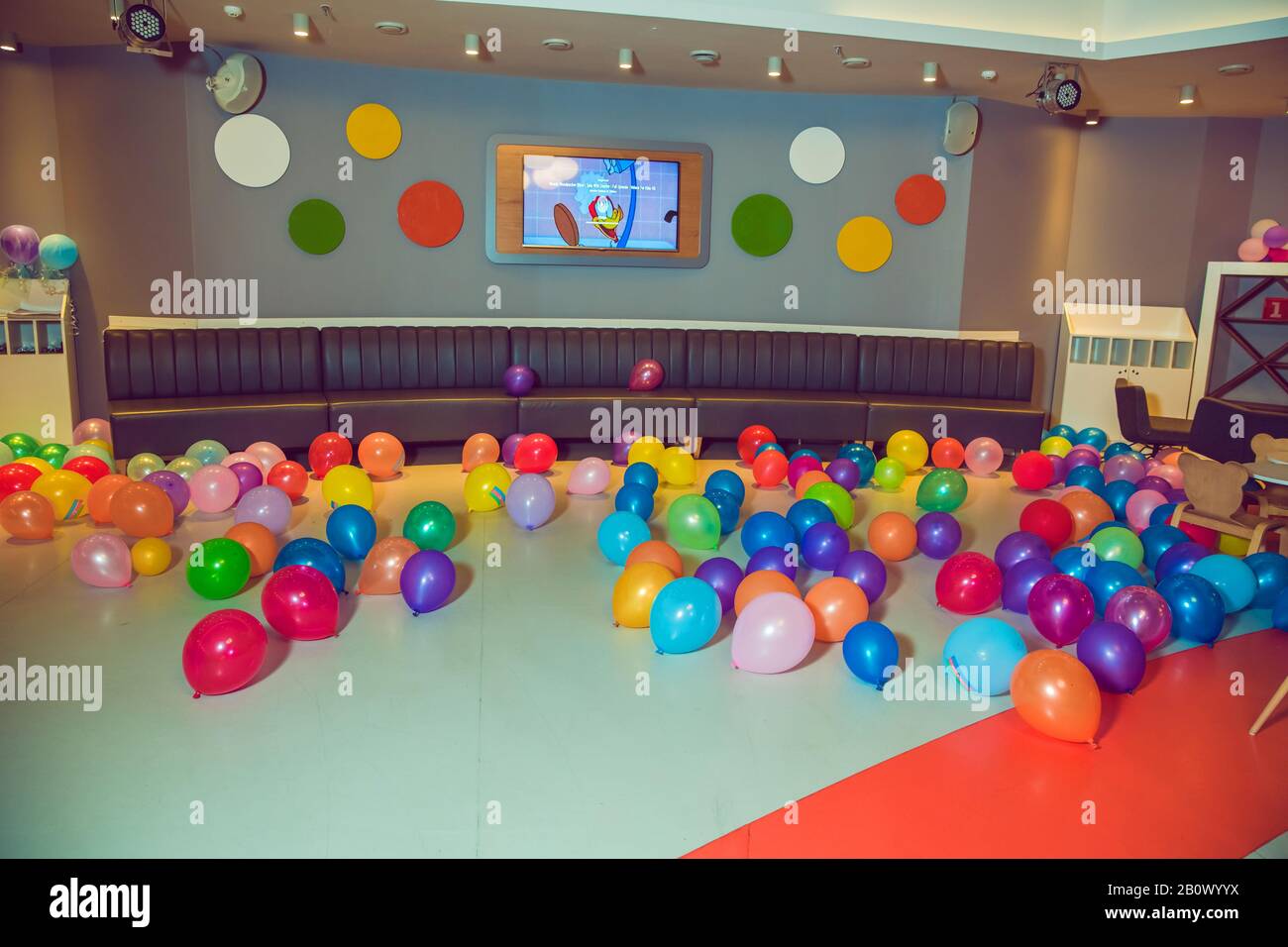 Flat lay of colorful balloons . holiday, children's party, a games room ...