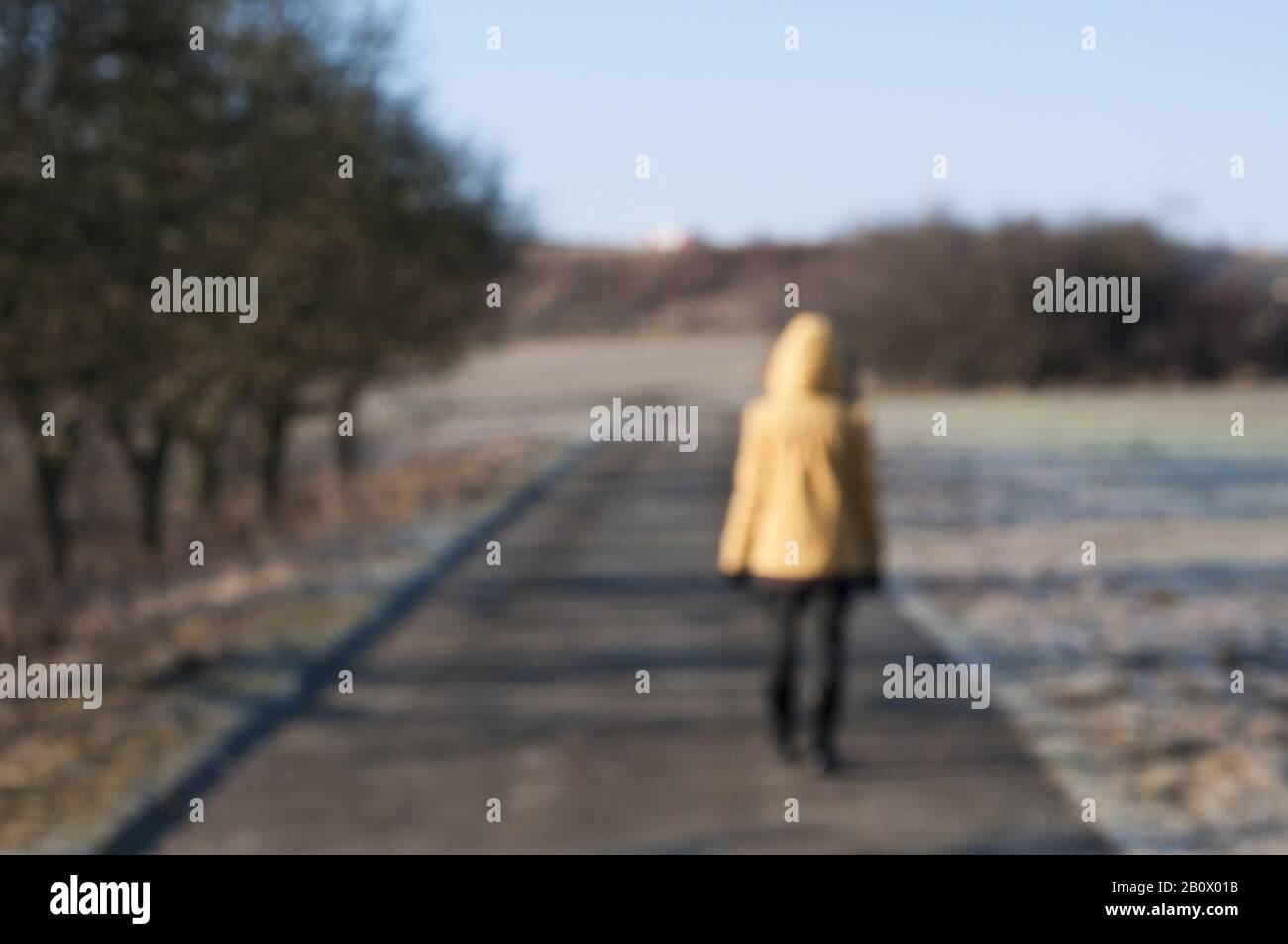 Young woman goes for a walk, back view, blur Stock Photo - Alamy