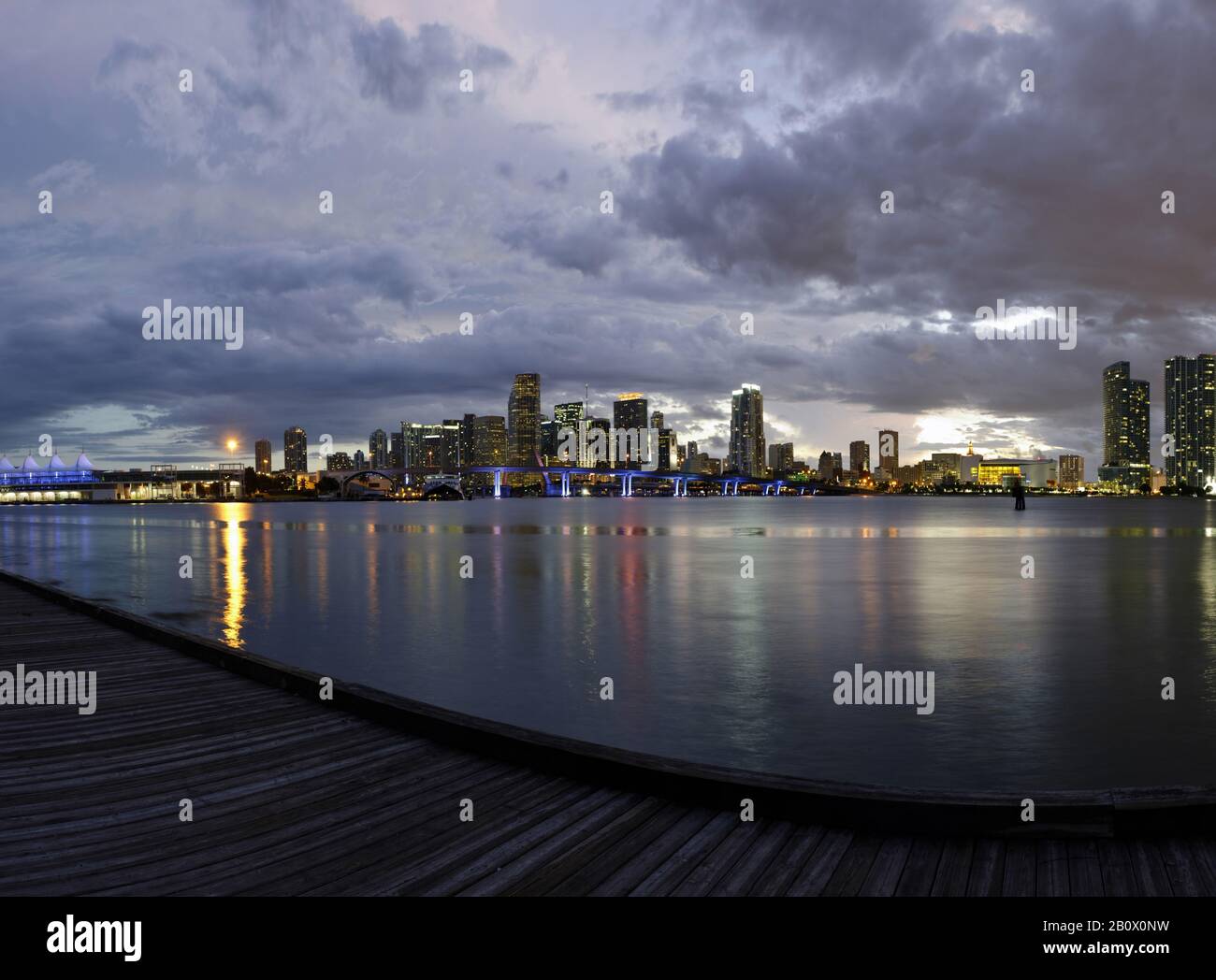 Panorama, Miami Downtown skyline, Miami, Port Boulevard Bridge, Florida ...