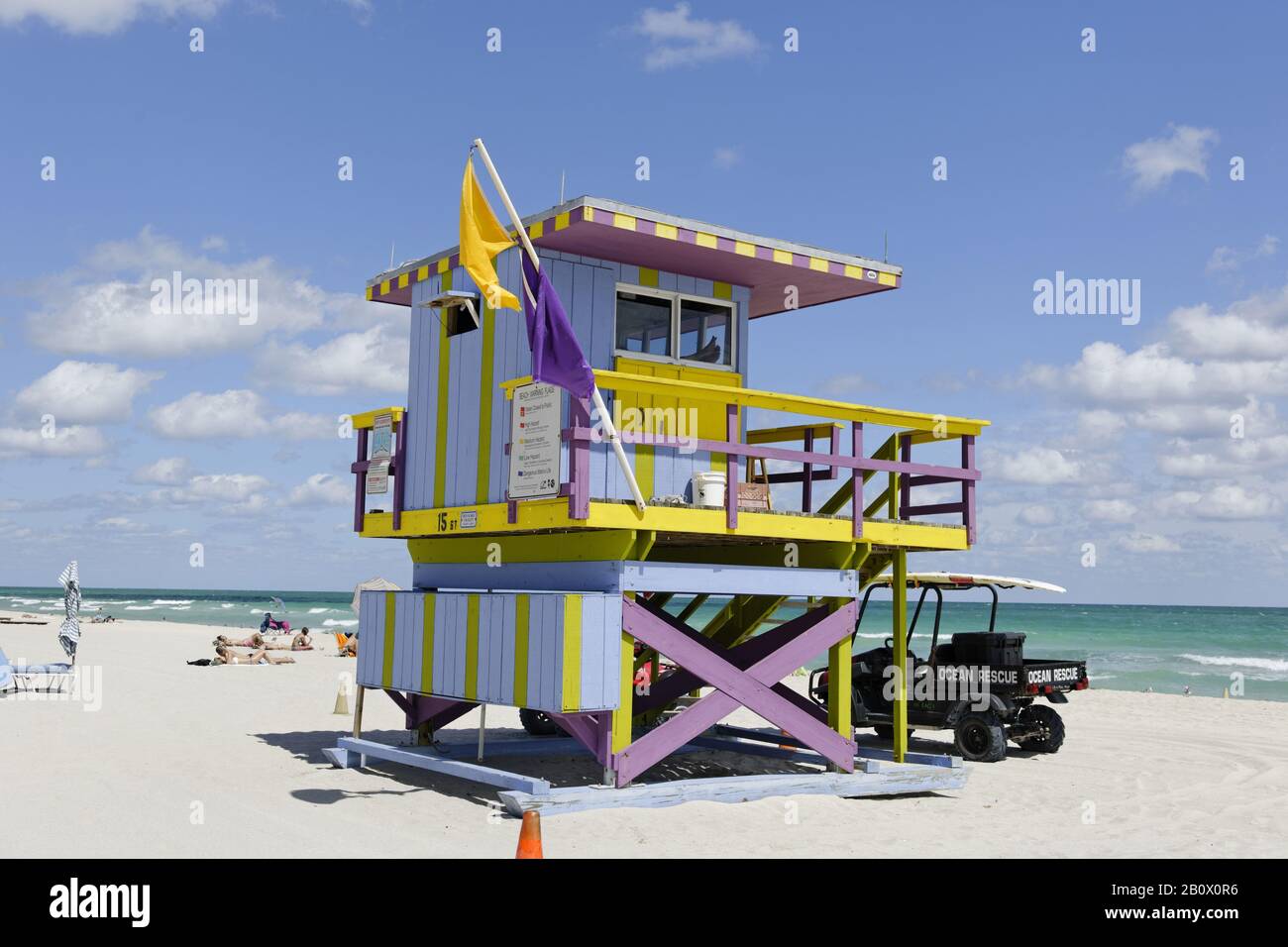 Beach watchtower '15 ST ', Lifeguard Tower, Atlantic Ocean, Miami South ...