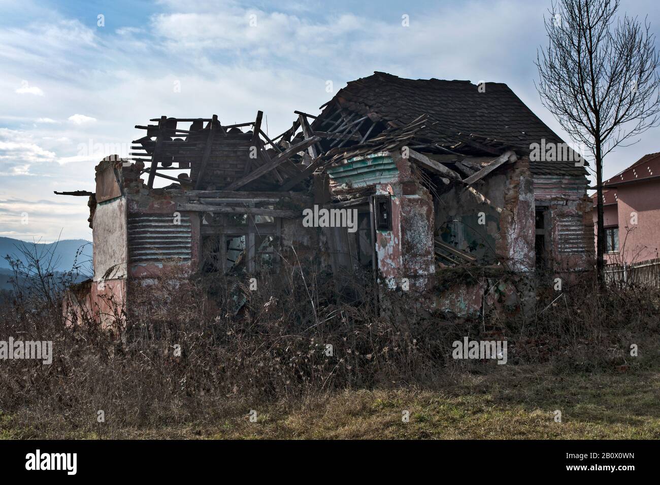 A ruined old ruined house that collapsed Stock Photo - Alamy