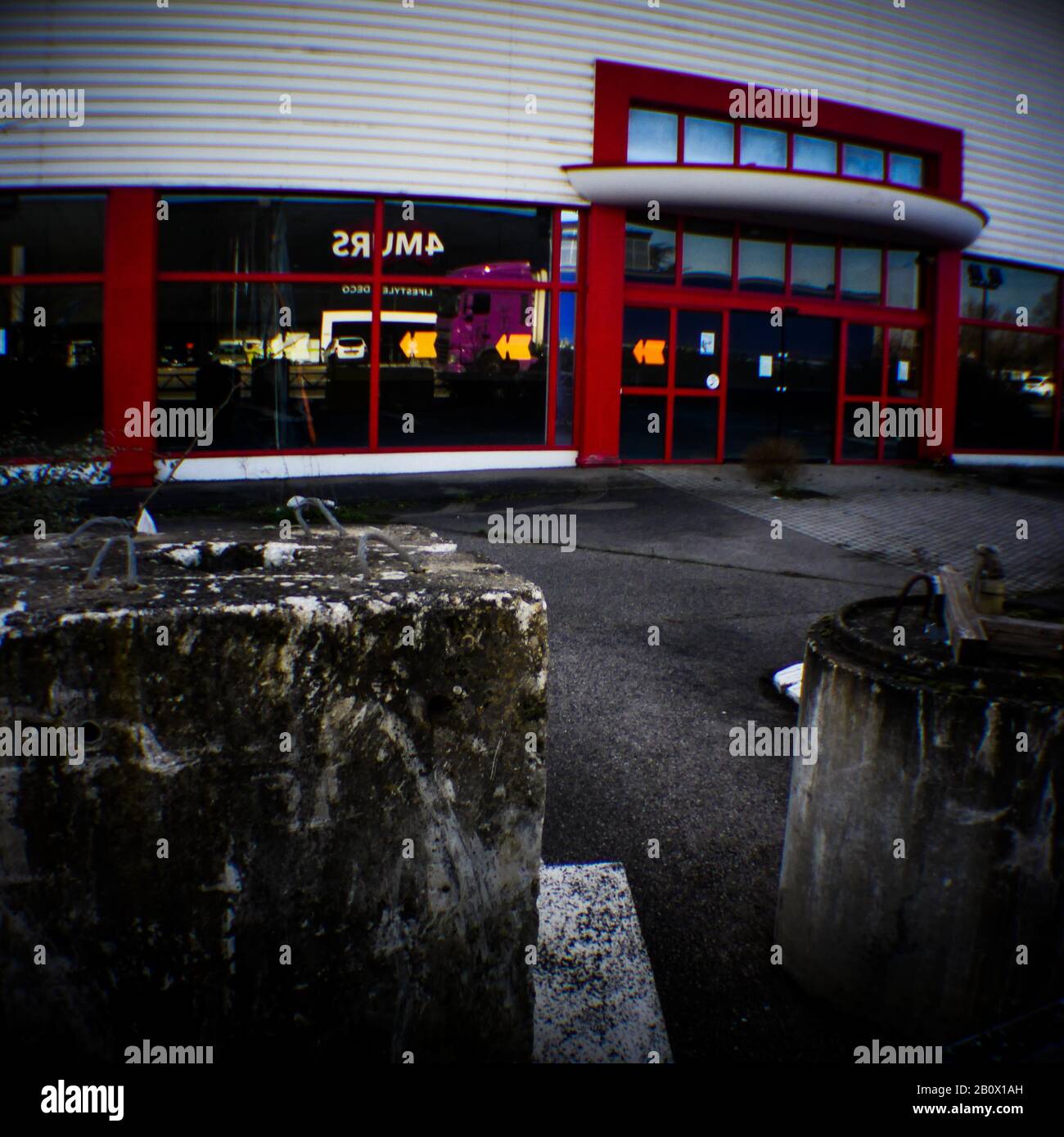 Abandonned building, ugly commercial area, RN6 roadside, Holga digital ...