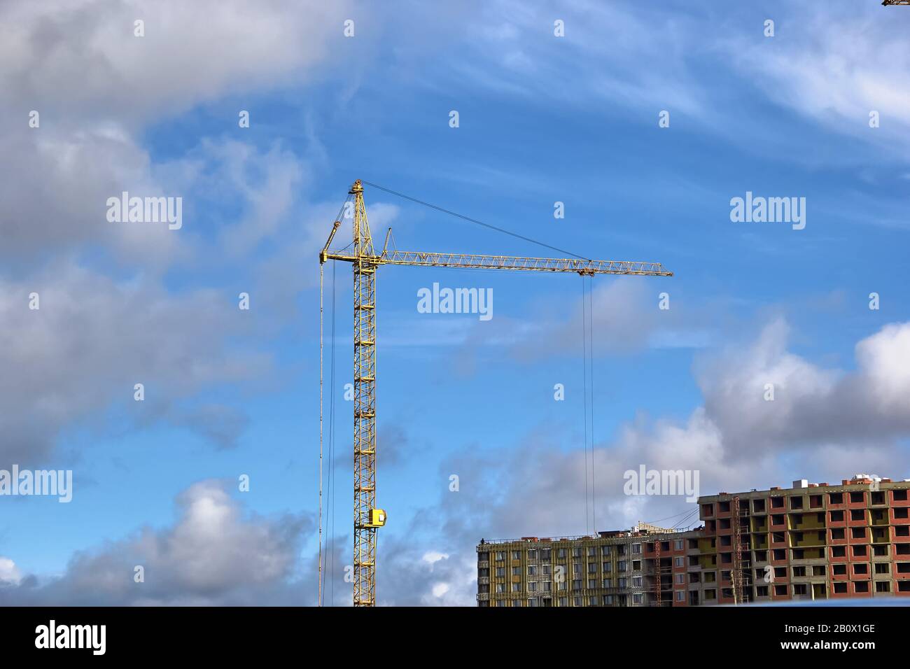 Industrial construction cranes the construction of an building Stock ...