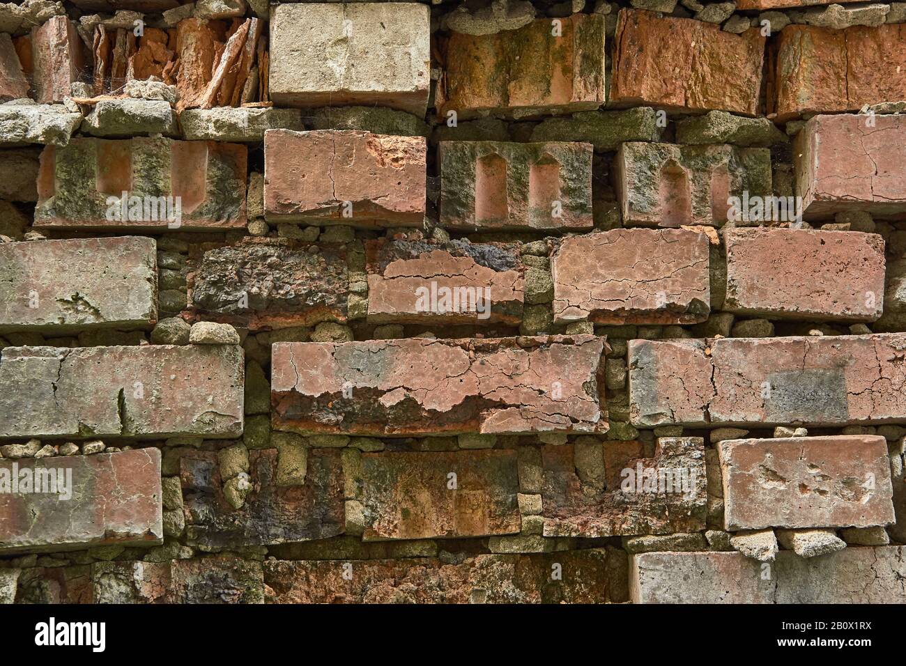 old brick wall with crumbling bricks from time to time Stock Photo - Alamy