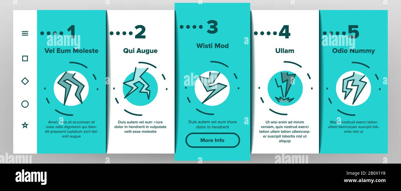 Bolt Lightning Flash Onboarding Icons Set Vector Stock Vector Image ...