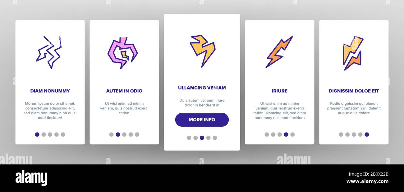 Bolt Lightning Flash Onboarding Icons Set Vector Stock Vector Image ...