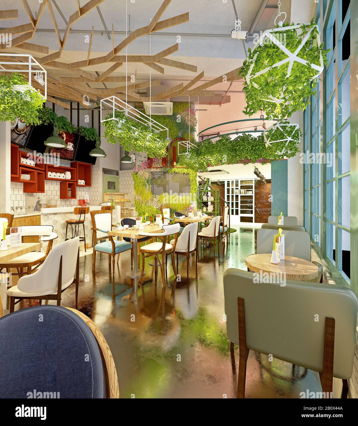 3d render of cafe restaurant Stock Photo - Alamy