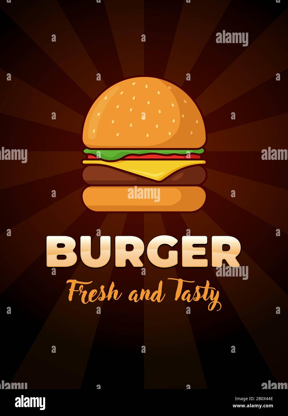 Burger fast food meal advertising vertical poster with fresh and tasty ...