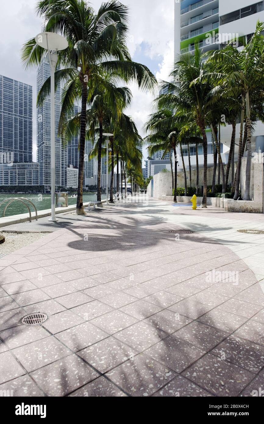 Miami River Walk, Downtown Miami, Florida, USA Stock Photo - Alamy