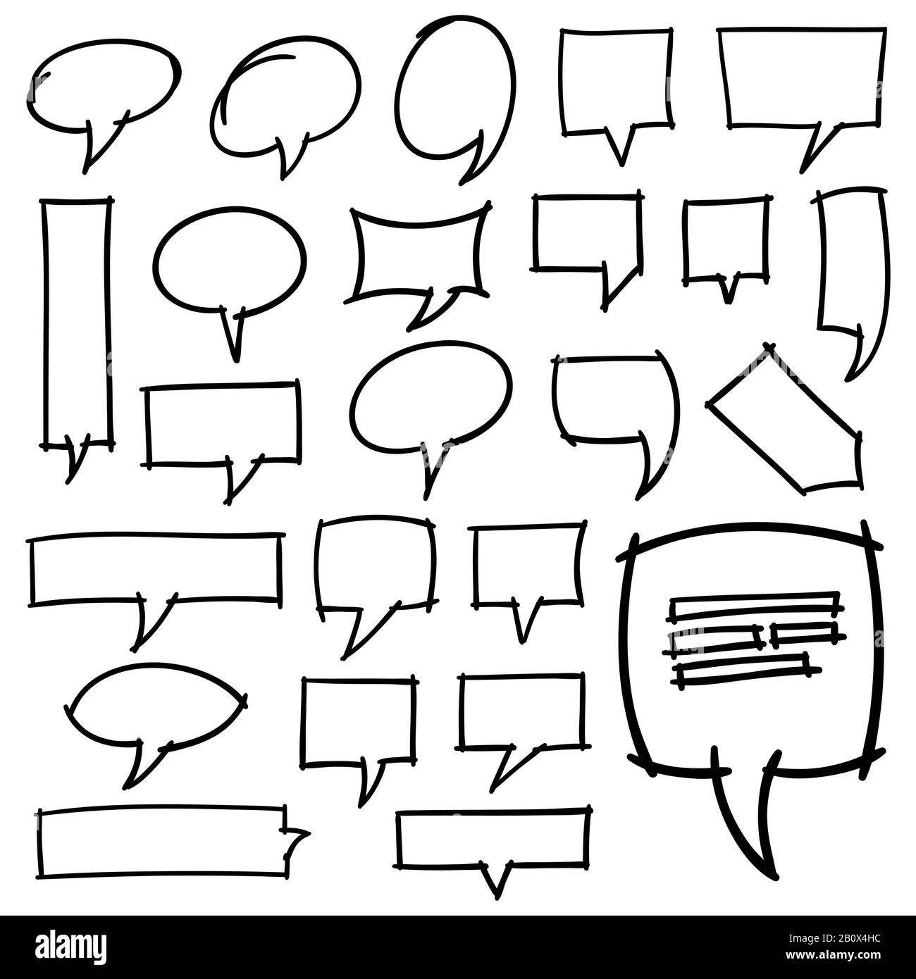 Collection of 24 hand drawn speech bubbles. Optimized for easy color ...