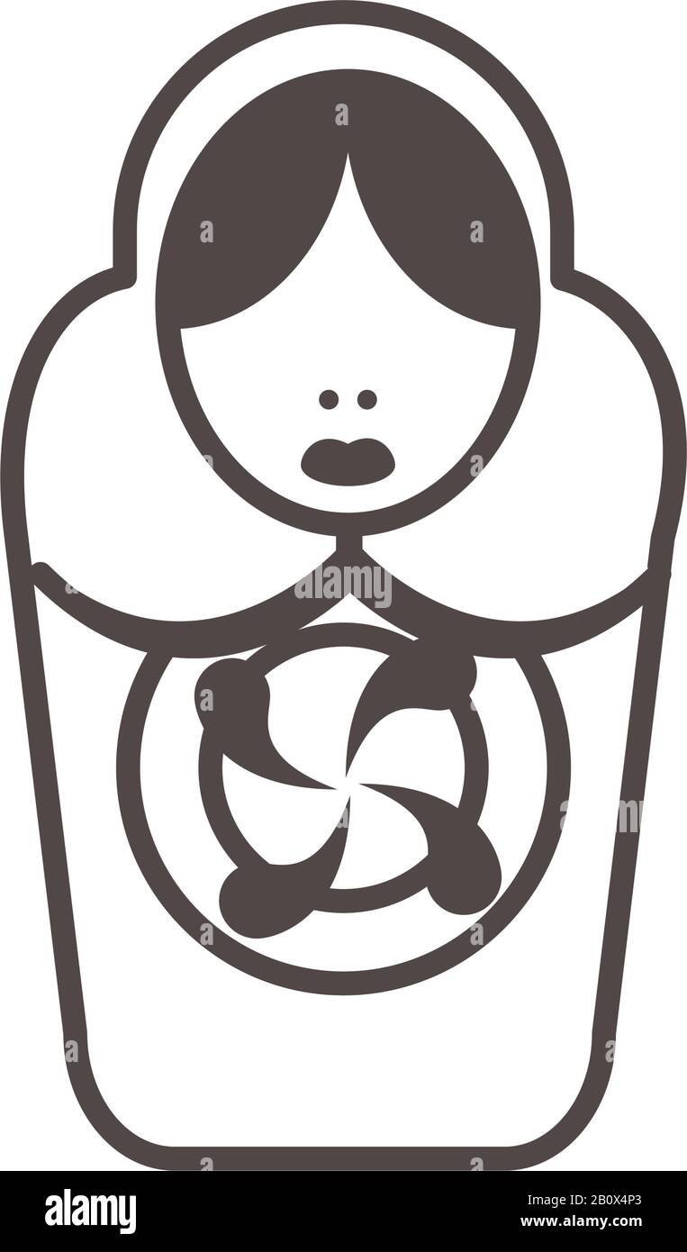 little rusian doll wooden line style Stock Vector Image & Art - Alamy